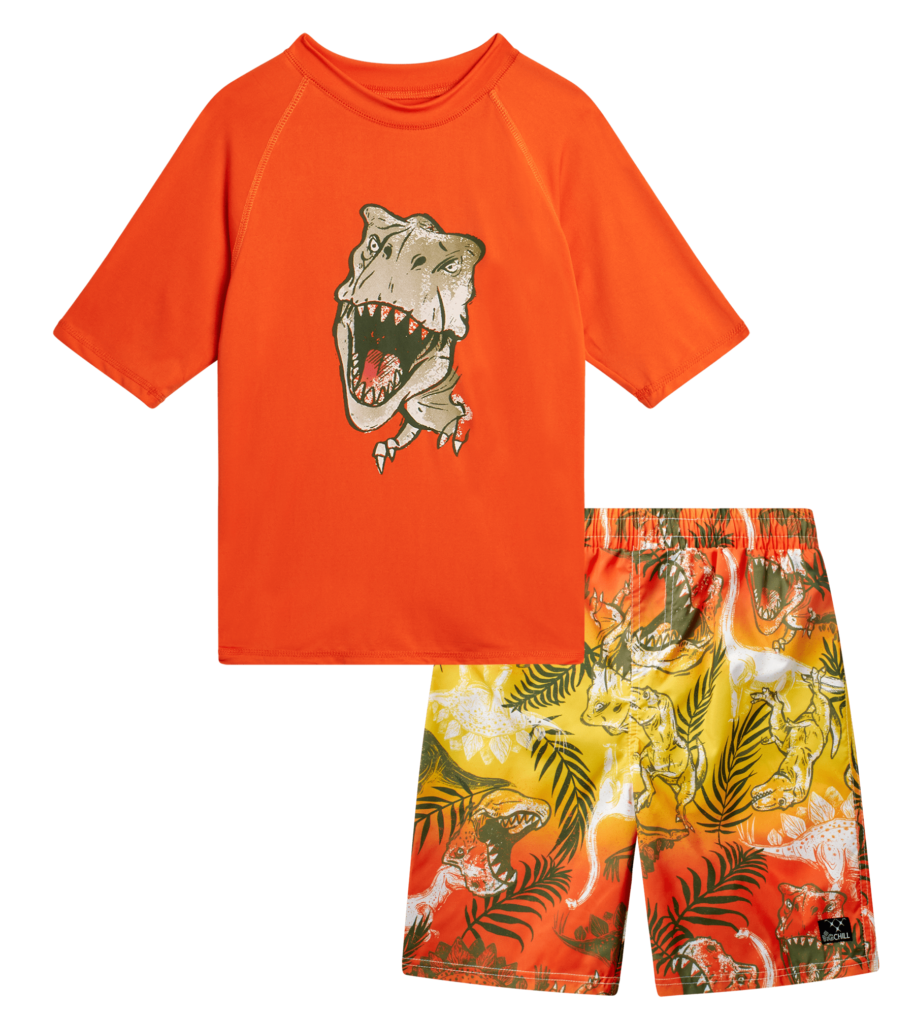 Big Chill Boys' Rash Guard Swimsuit - 2 Piece Rash Guard and Swim ...