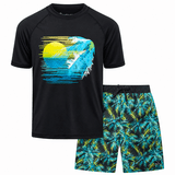 Big Chill Boys Swim Set - UPF50+ Short Sleeve Rash Guard Swim Shirt and ...