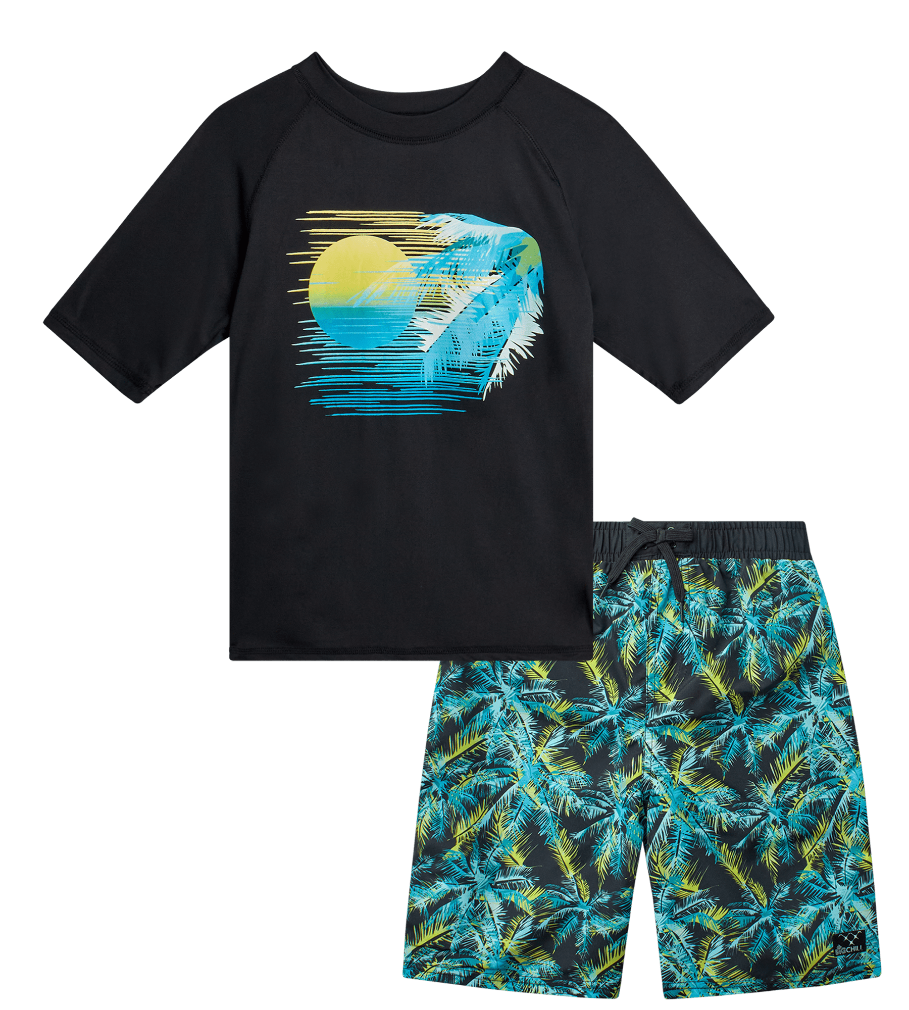 Big Chill Boys' Rash Guard Swimsuit - 2 Piece Rash Guard and Swim ...