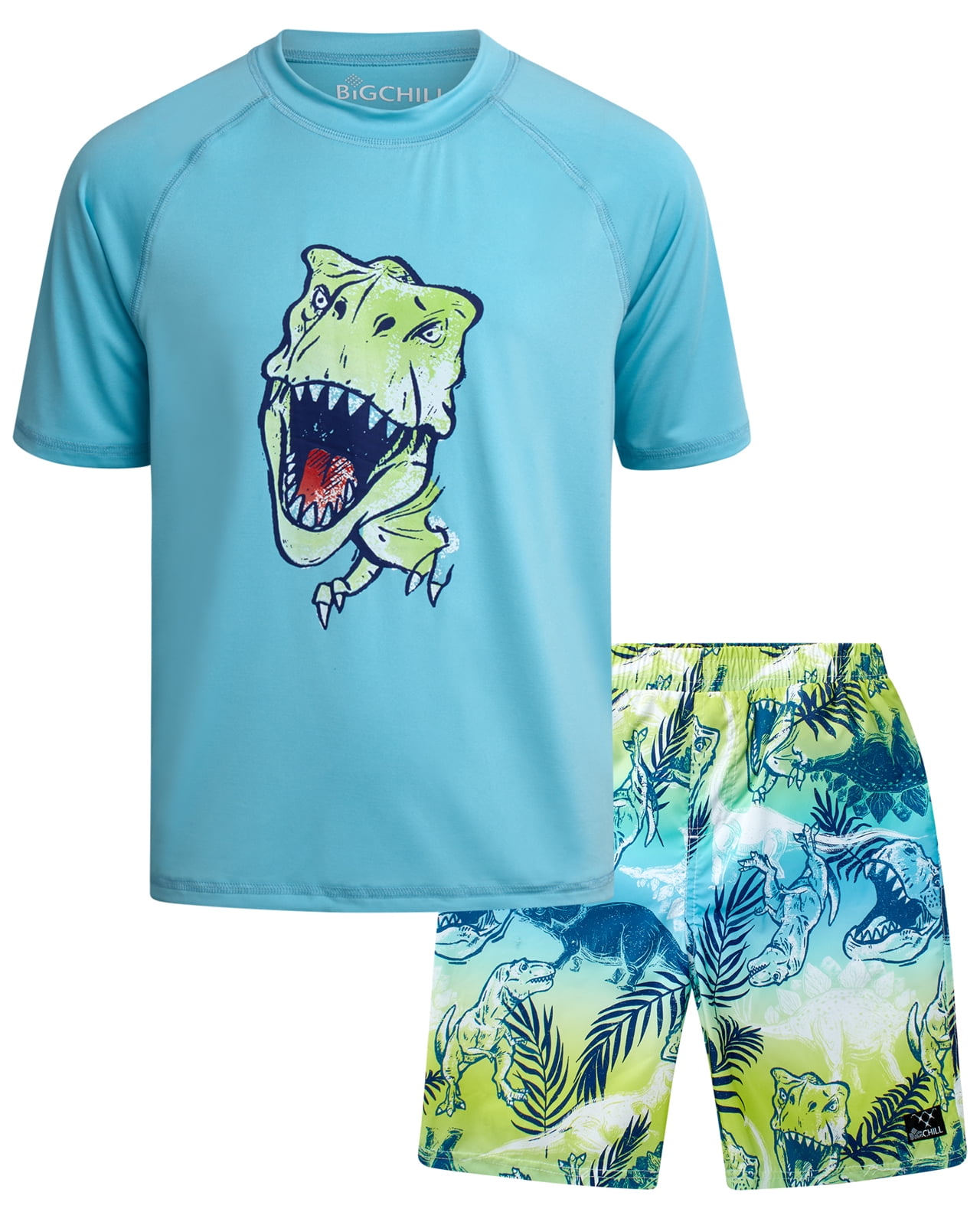 Big Chill Boys' Rash Guard Swimsuit - 2 Piece Rash Guard and Swim ...