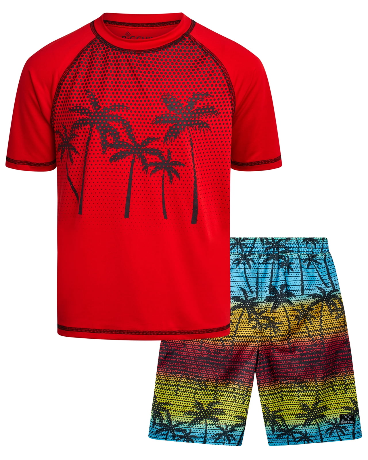 Big Chill Boys' Rash Guard Swimsuit - 2 Piece Rash Guard and Swim ...