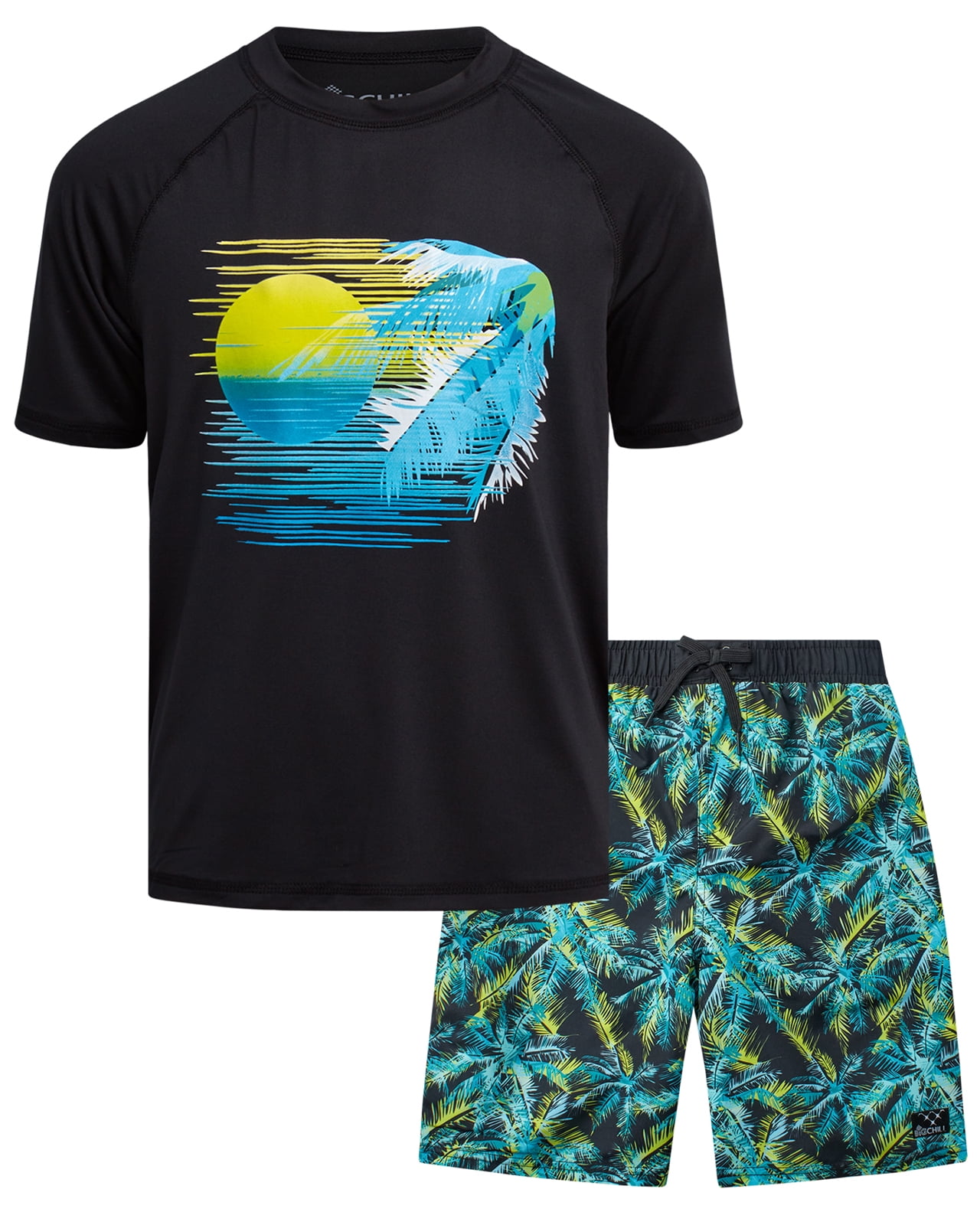 Big Chill Boys' Rash Guard Swimsuit - 2 Piece Rash Guard and Swim ...
