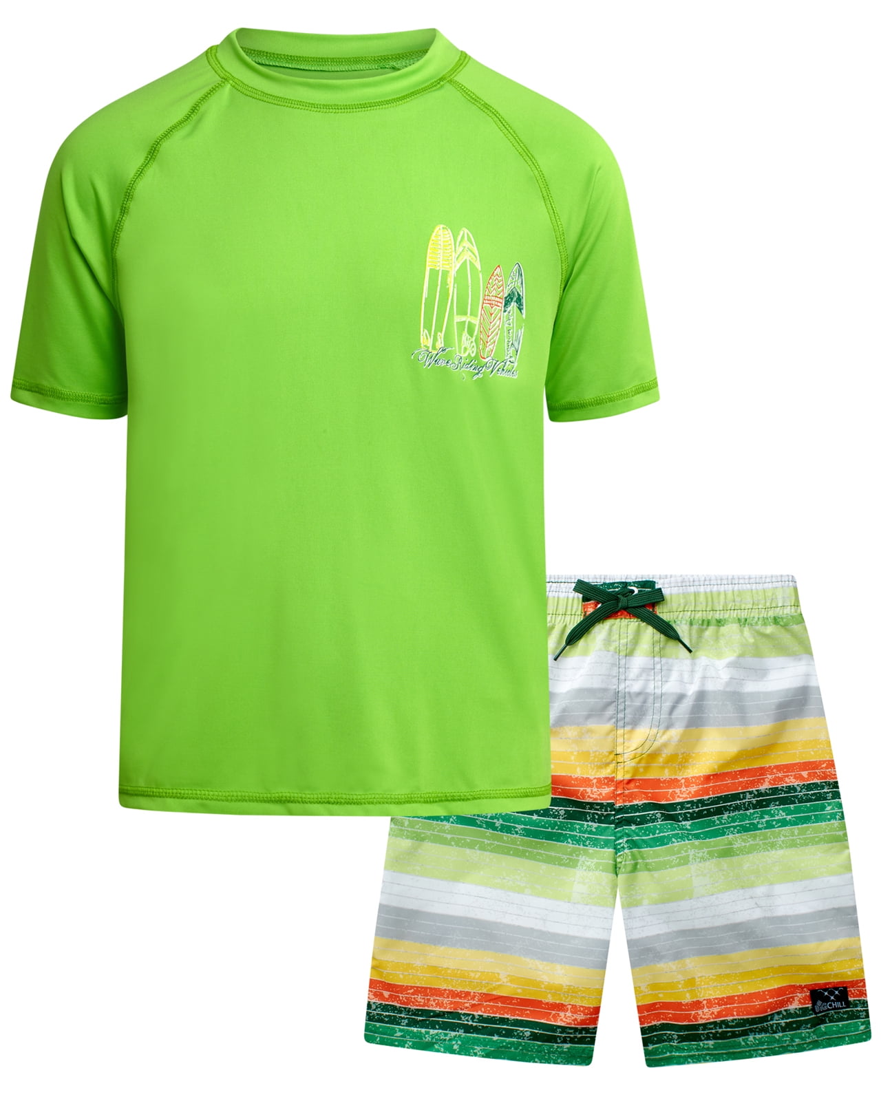 Big Chill Boys' Rash Guard Swimsuit - 2 Piece Rash Guard and Swim ...