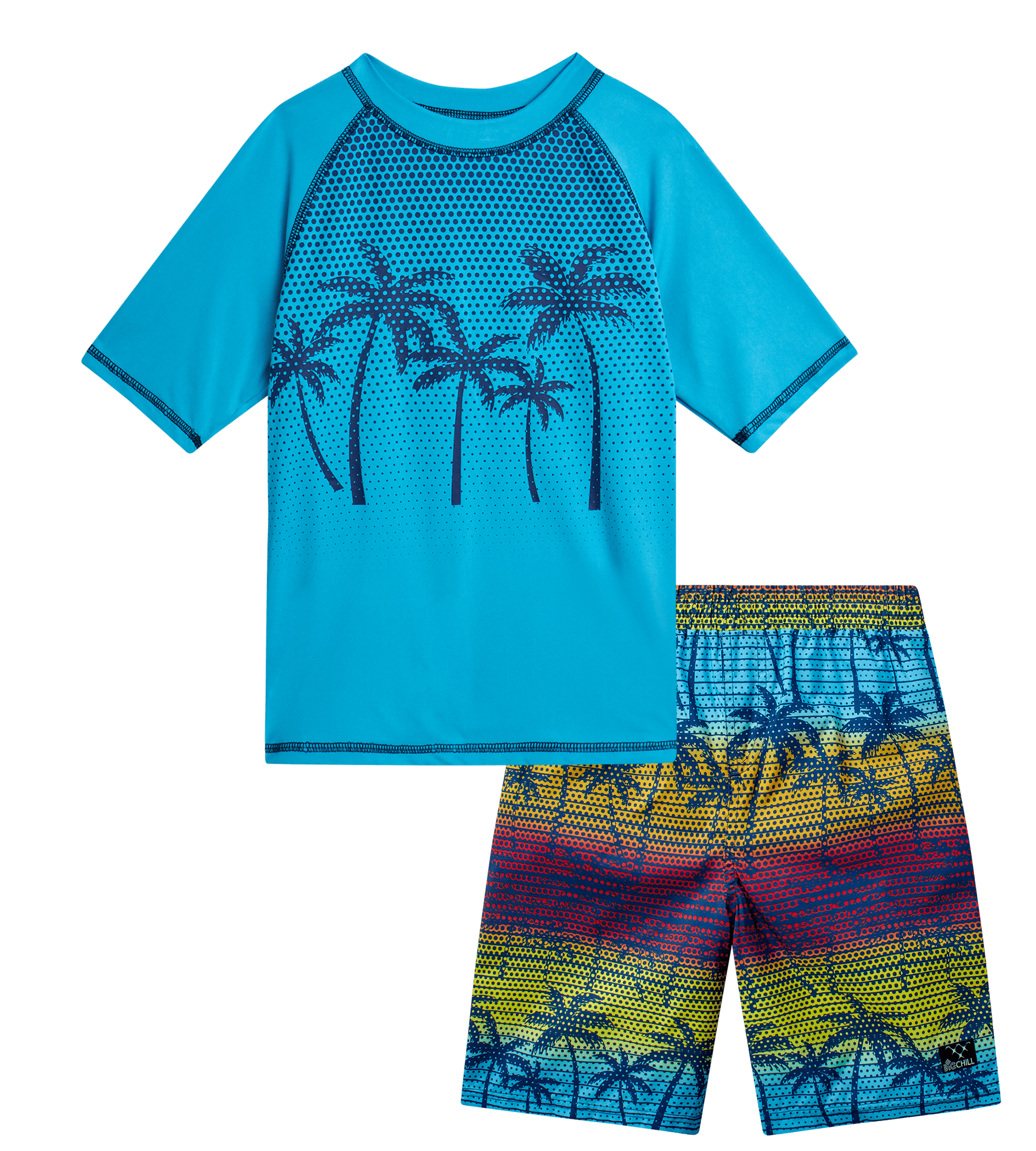 Big Chill Boys' Rash Guard Swimsuit - 2 Piece Rash Guard and Swim ...