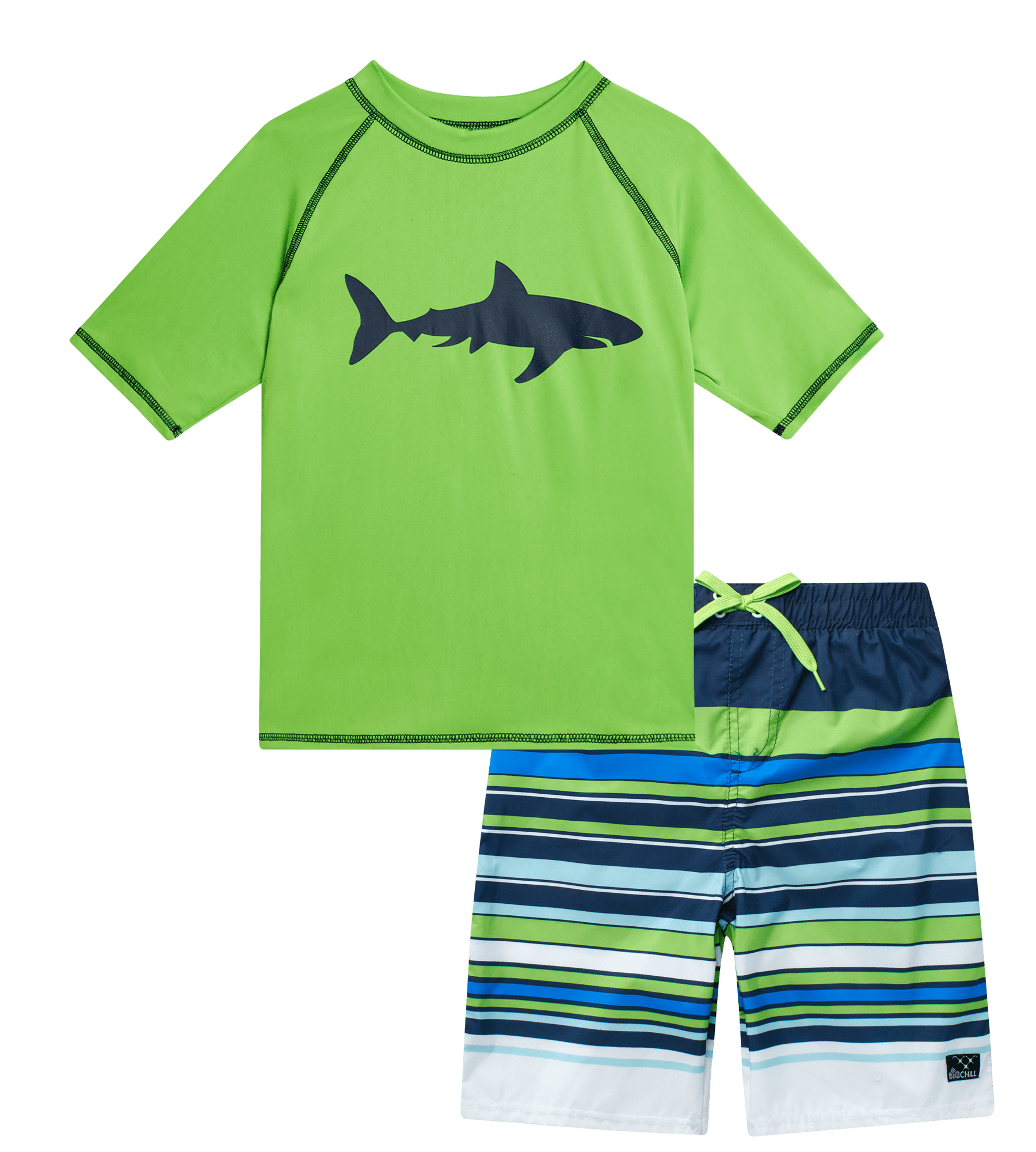 Big Chill Boys' Rash Guard Swimsuit - 2 Piece Rash Guard and Swim ...