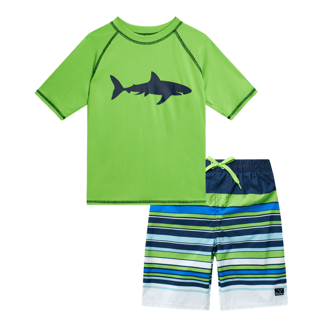 Big Chill Boys' Rash Guard Swimsuit - 2 Piece Rash Guard and Swim ...