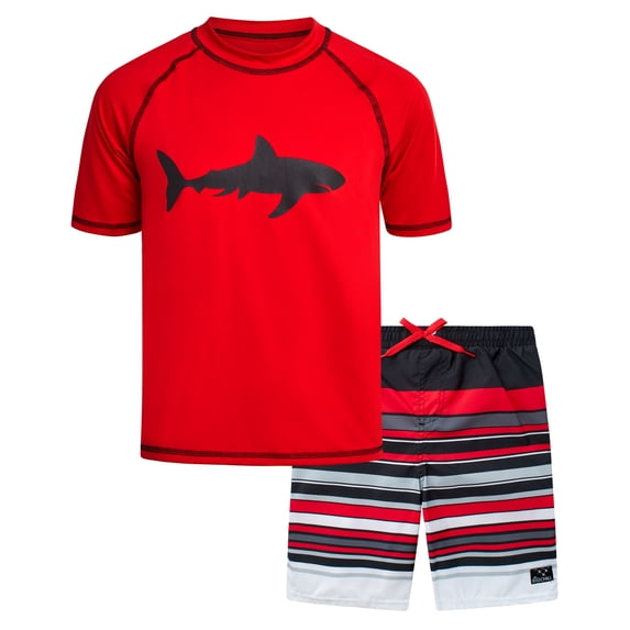 Big Chill Boys' Rash Guard Swimsuit - 2 Piece Rash Guard and Swim ...