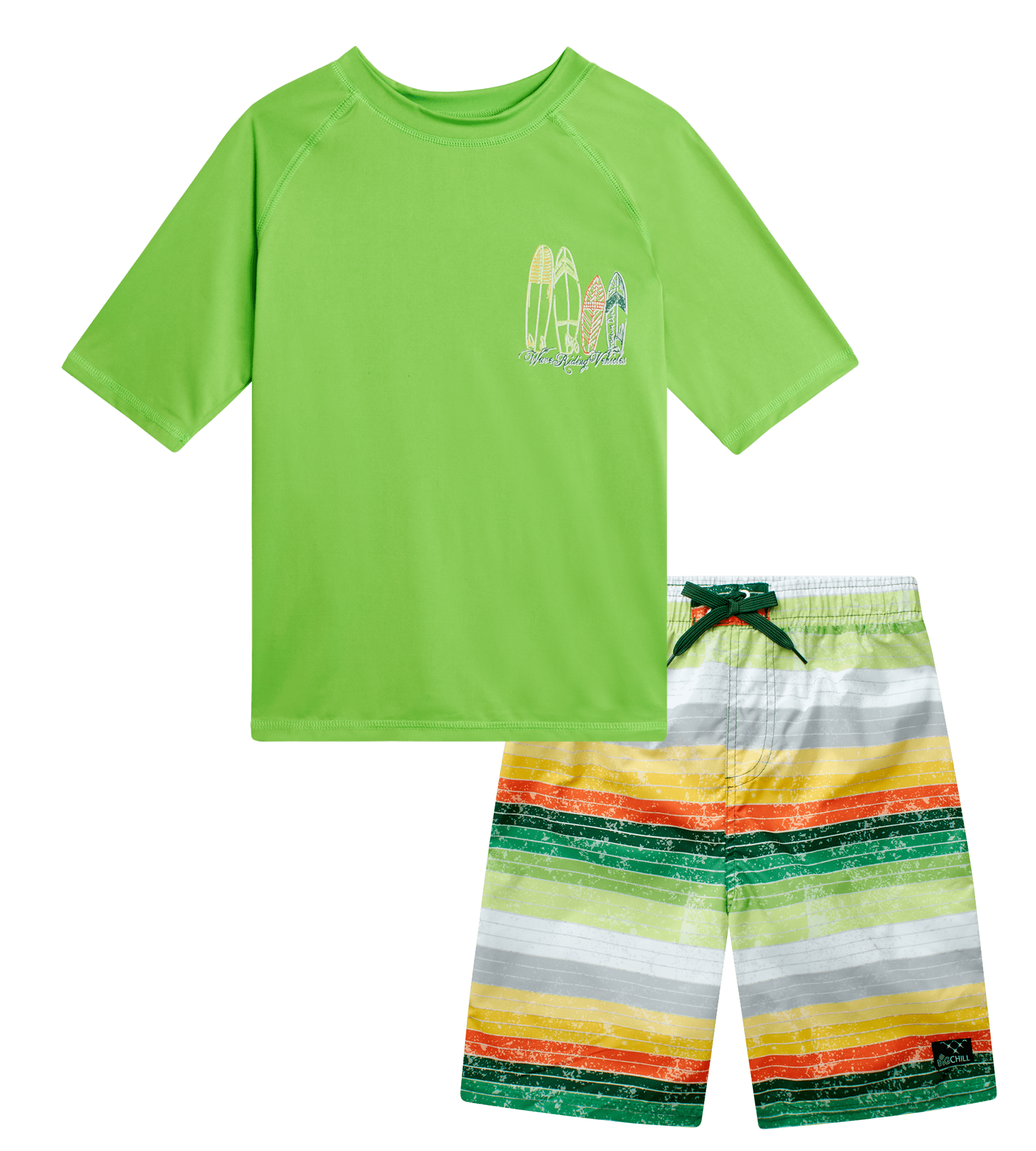 Big Chill Boys' Rash Guard Swimsuit - 2 Piece Rash Guard and Swim ...