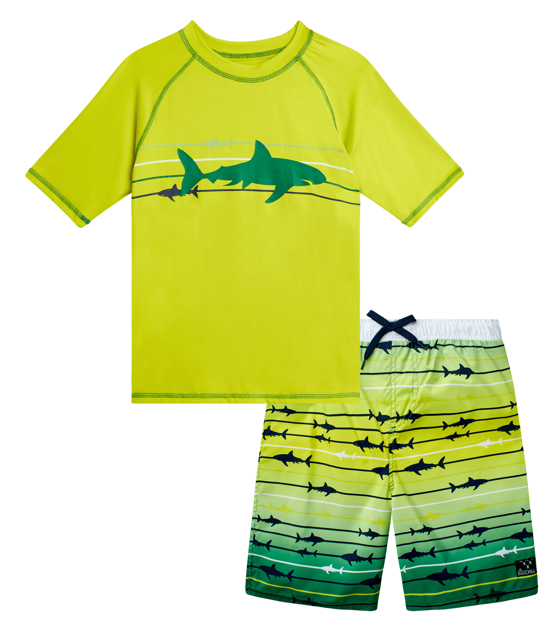 Big Chill Boys' Rash Guard Swimsuit - 2 Piece Rash Guard and Swim ...
