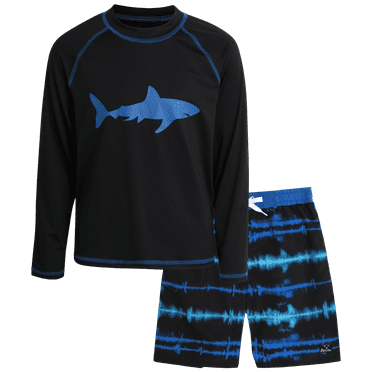 Big Chill Boys' Rash Guard Swimsuit - 2 Piece Rash Guard and Swim ...