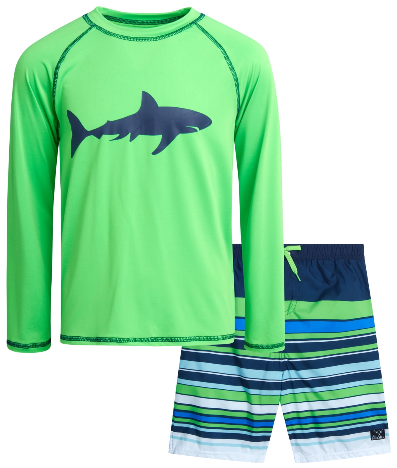 Big Chill Boys Swim Set UPF 50+ Rash Guard Long Sleeve Swim Shirt and ...