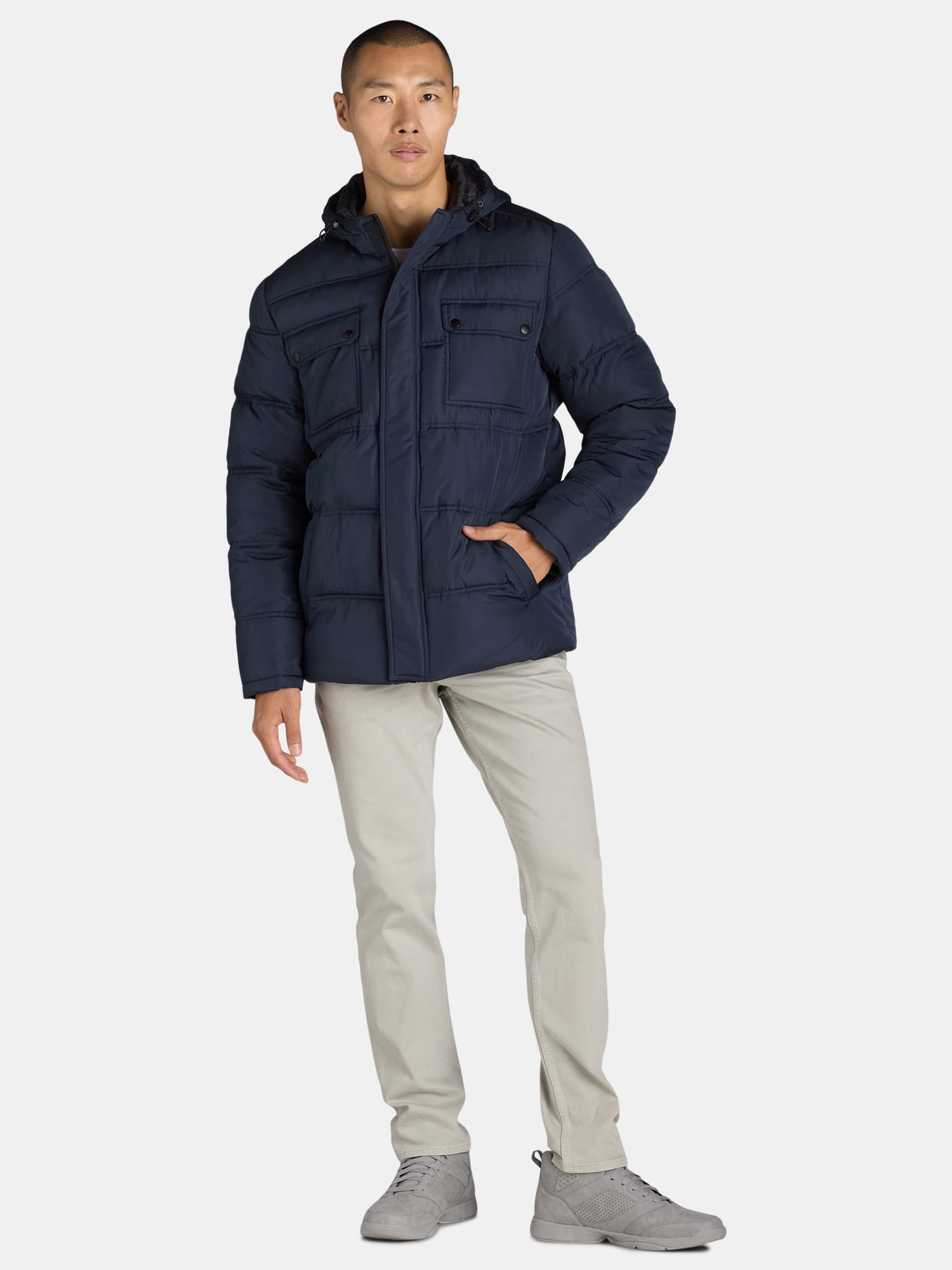 Big Chill Men’s Quilted Puffer Coat with Hood, Sizes M-XXL - Walmart.com