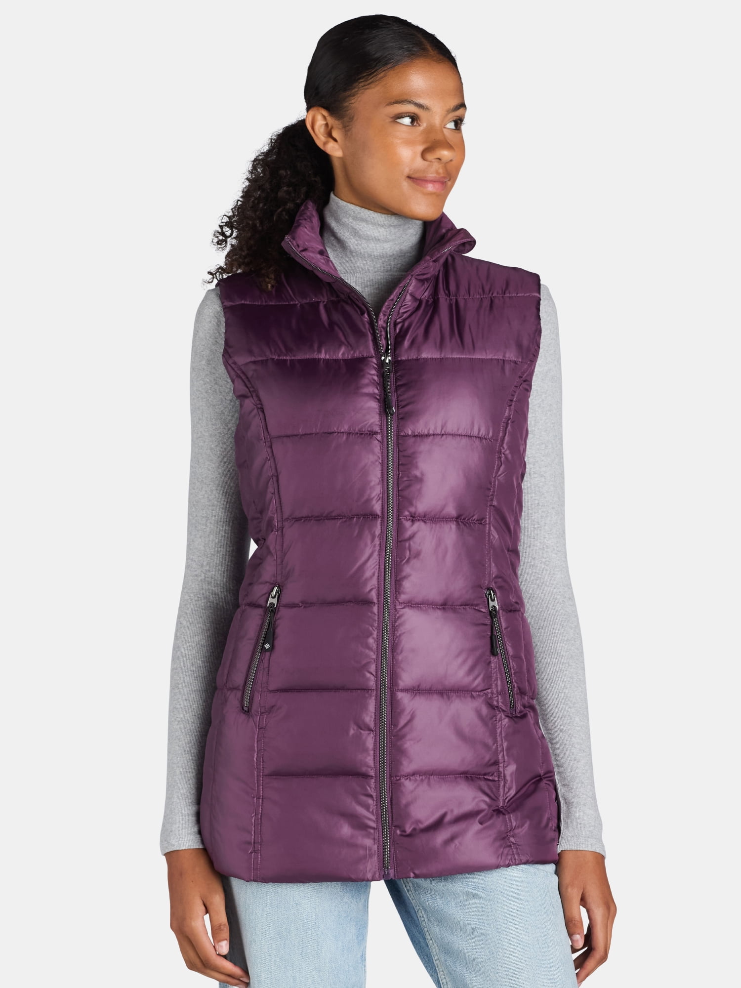 Big Chill Women's and Women's Plus Long Cire Puffer Vest, Sizes S-3X ...