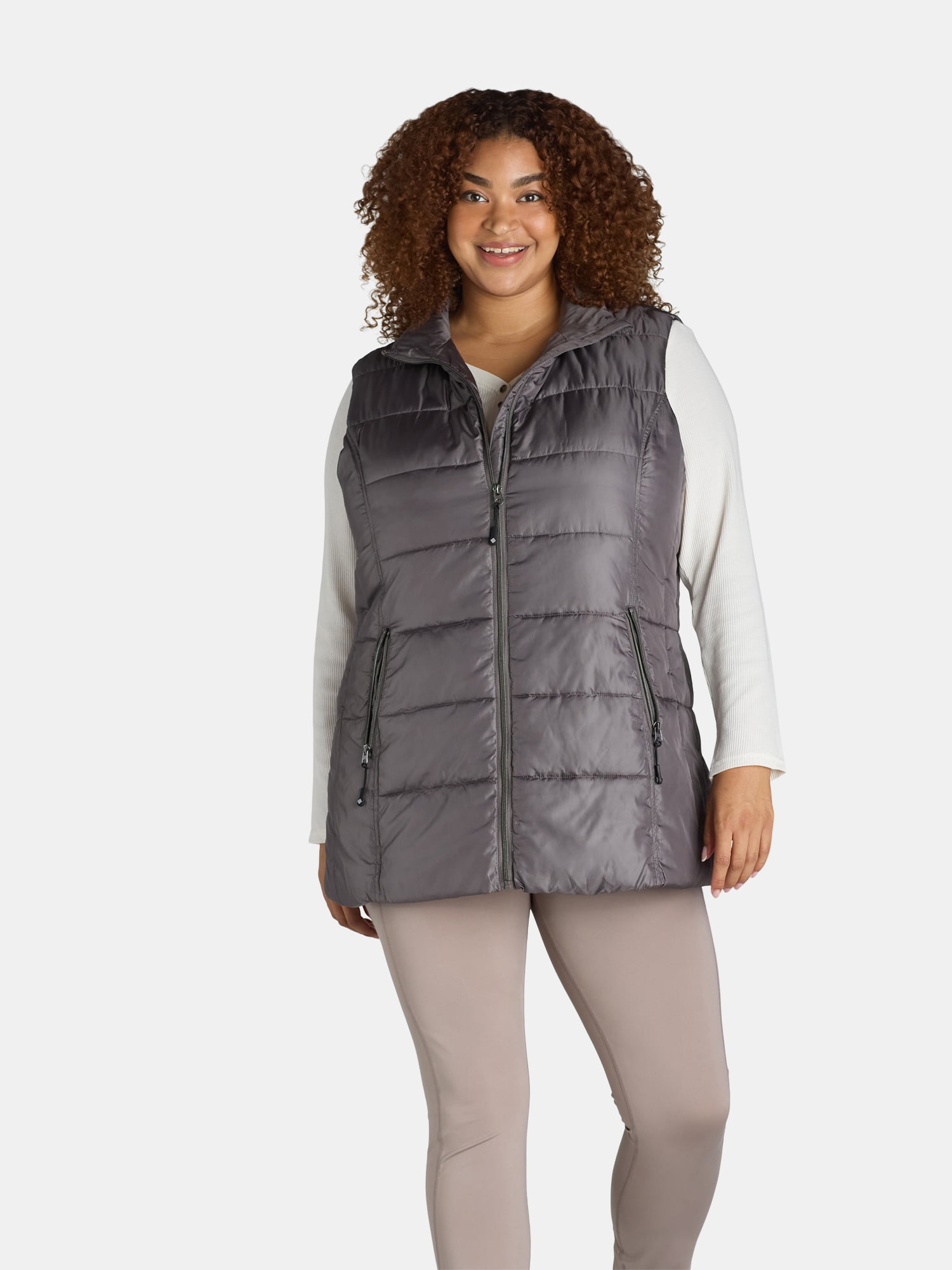 Big Chill Women's and Women's Plus Long Cire Puffer Vest, Sizes S-3X ...
