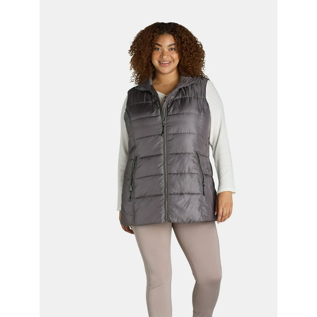 Big Chill Women's and Women's Plus Long Cire Puffer Vest, Sizes S-3X ...