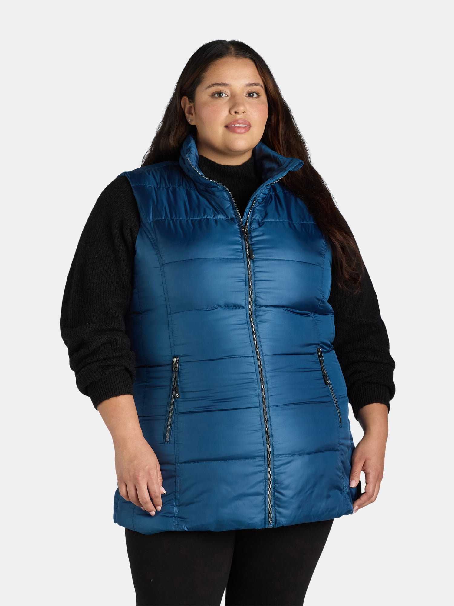 Big Chill Women's and Women's Plus Long Cire Puffer Vest, Sizes S-3X ...
