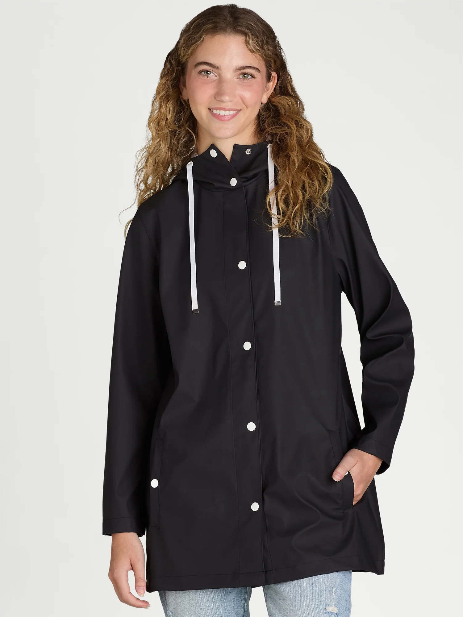 Big Chill Women's and Women's Plus Water Resistant Rain Coat, Sizes S ...