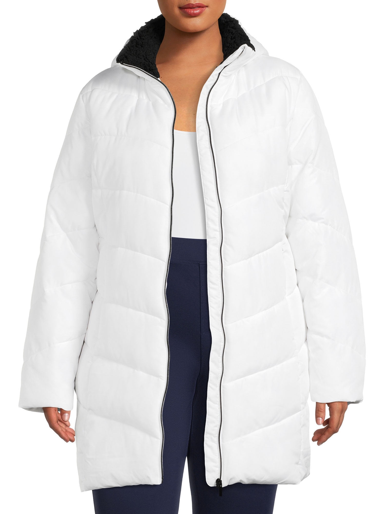 Big Chill Women's and Women's Plus Chevron Quilted Puffer Jacket with ...