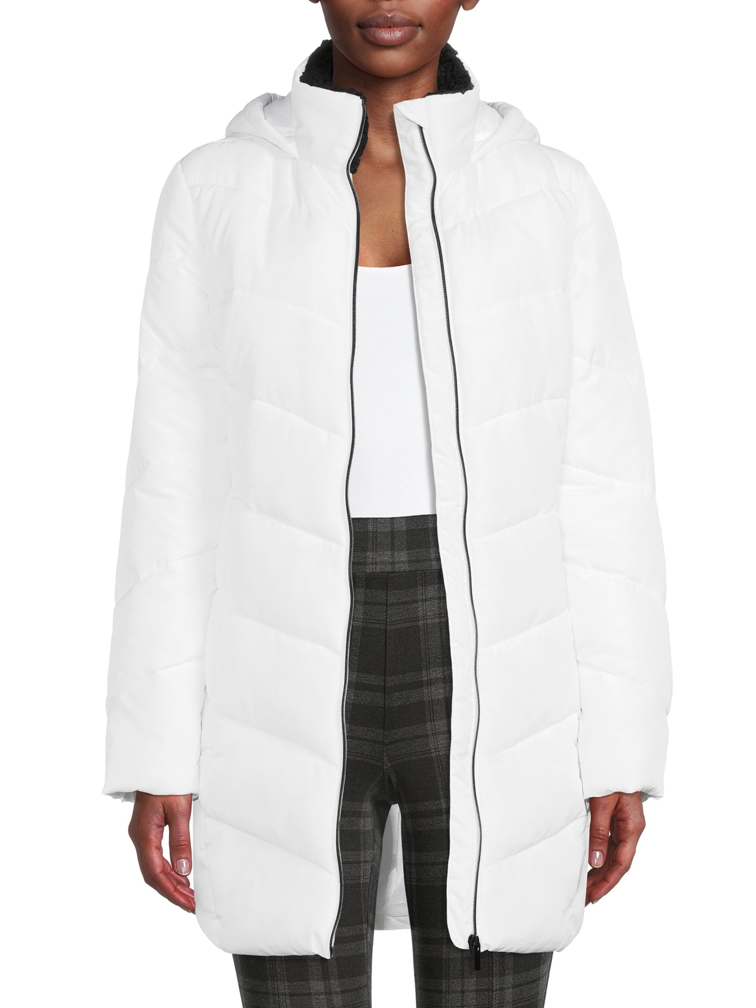Big Chill Women's and Women's Plus Chevron Quilted Puffer Jacket with ...