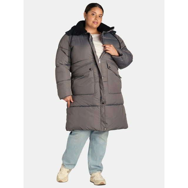 Big Chill Women's and Women's Plus Maxi Puffer Coat with Hood ...