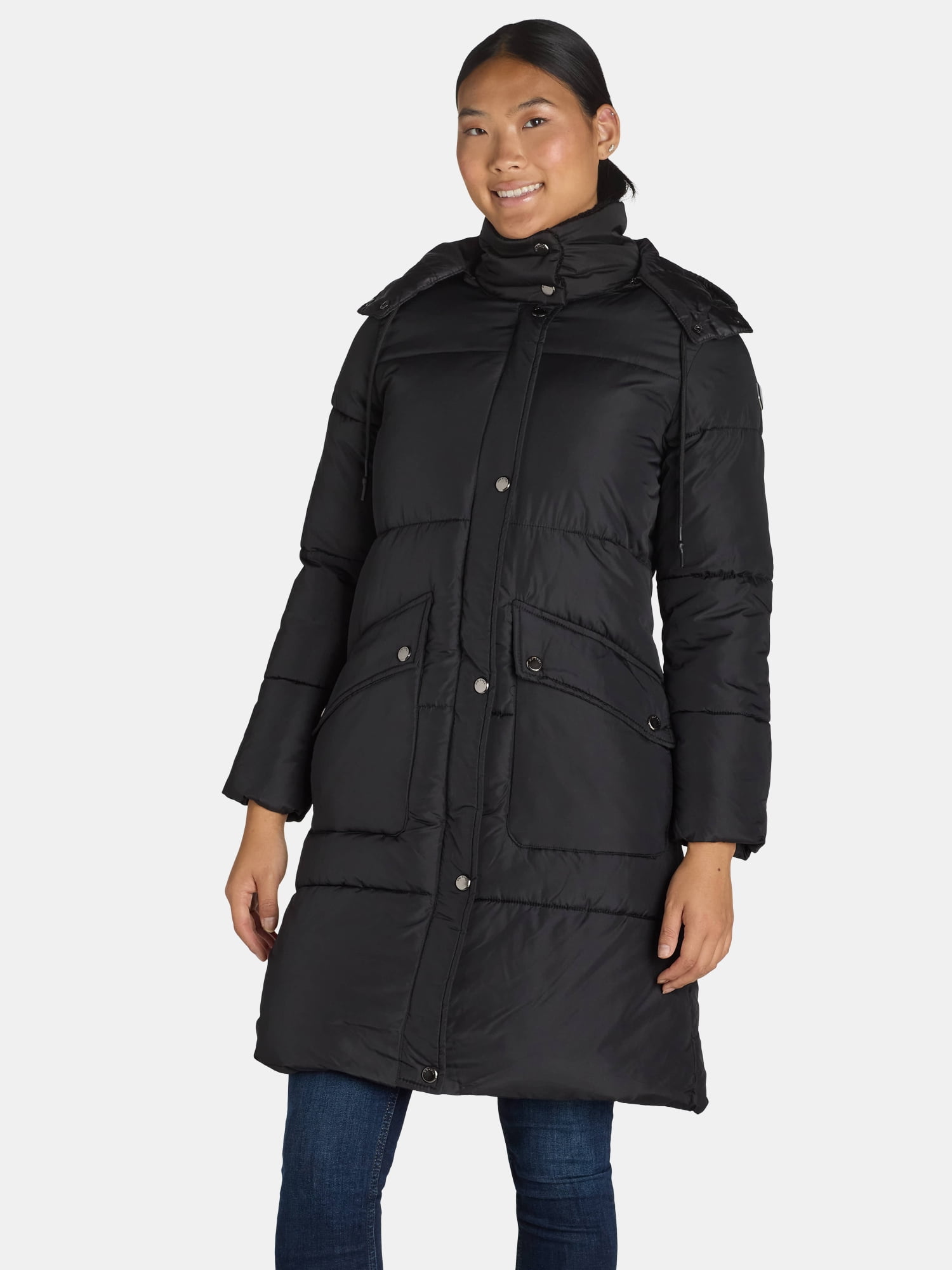 Big Chill Women's and Women's Plus Maxi Puffer Coat with Hood ...