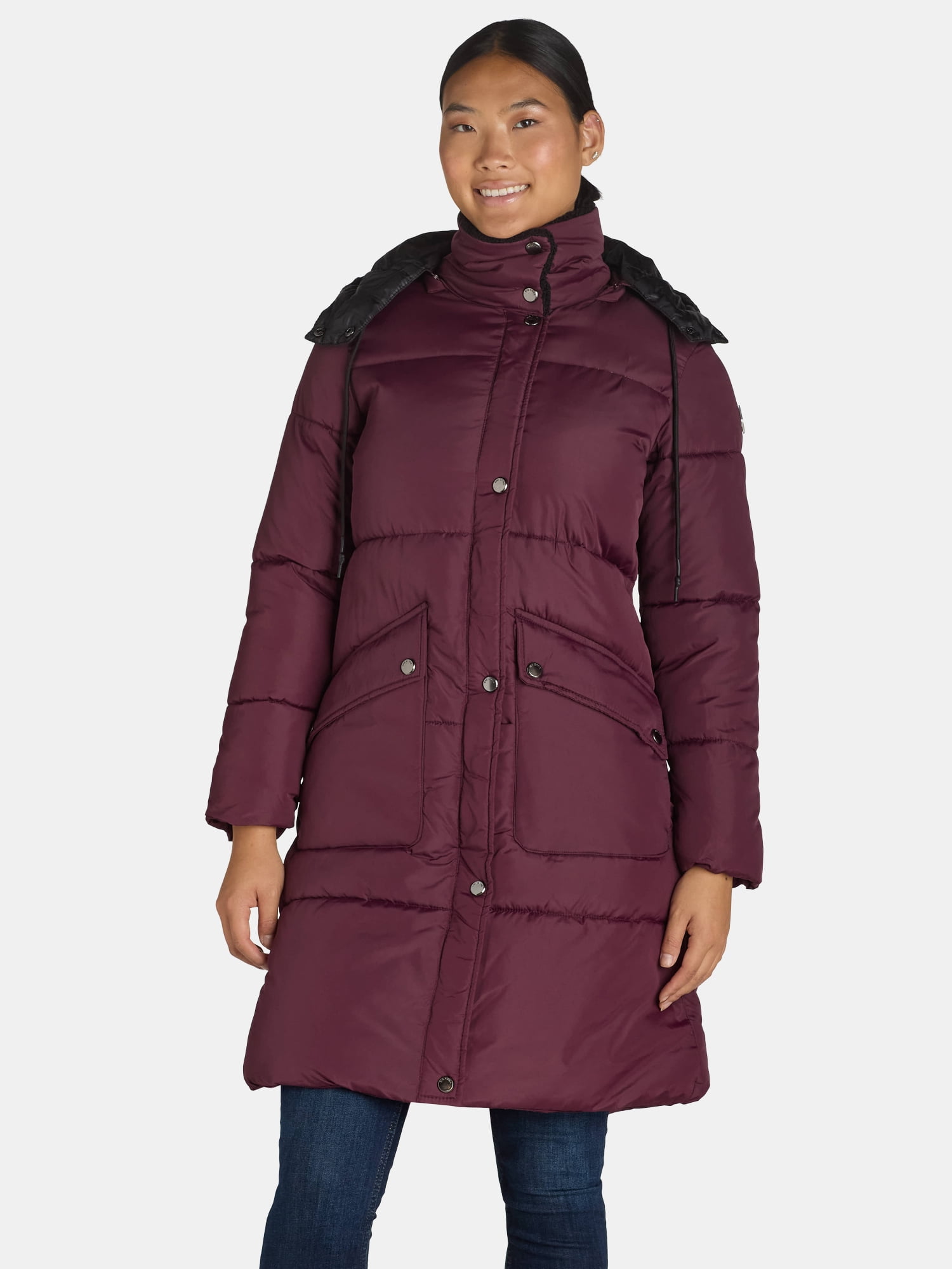 Big Chill Women's and Women's Plus Maxi Puffer Coat with Hood ...