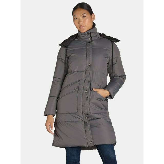 Big Chill Women's and Women's Plus Maxi Puffer Coat with Hood ...