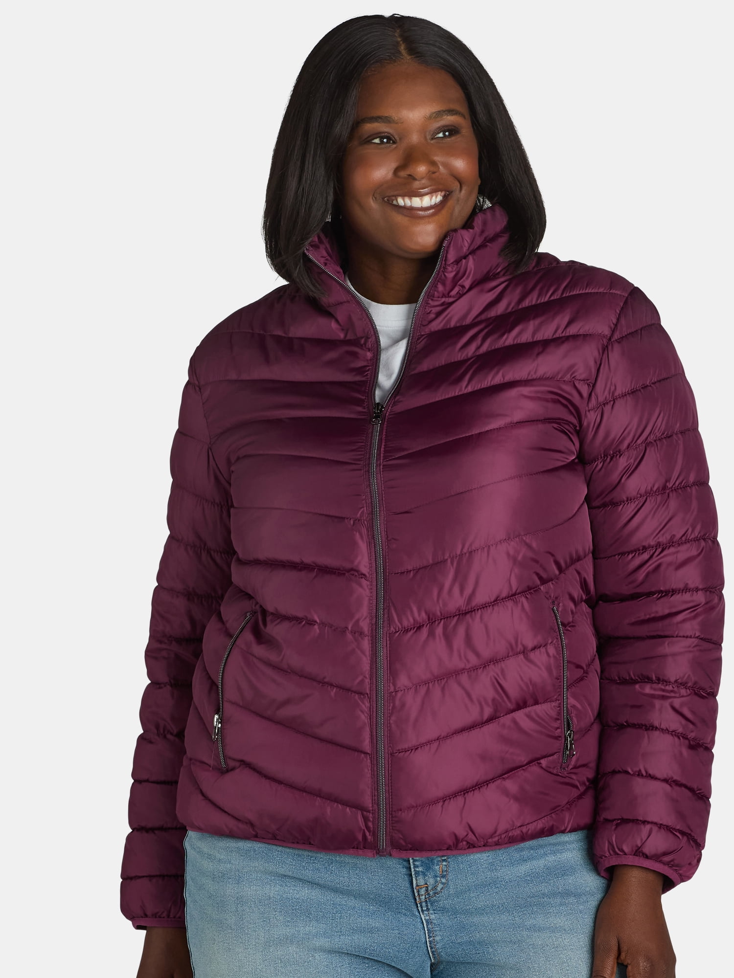 Big Chill Women's and Women’s Plus Packable Puffer Jacket, Midweight ...