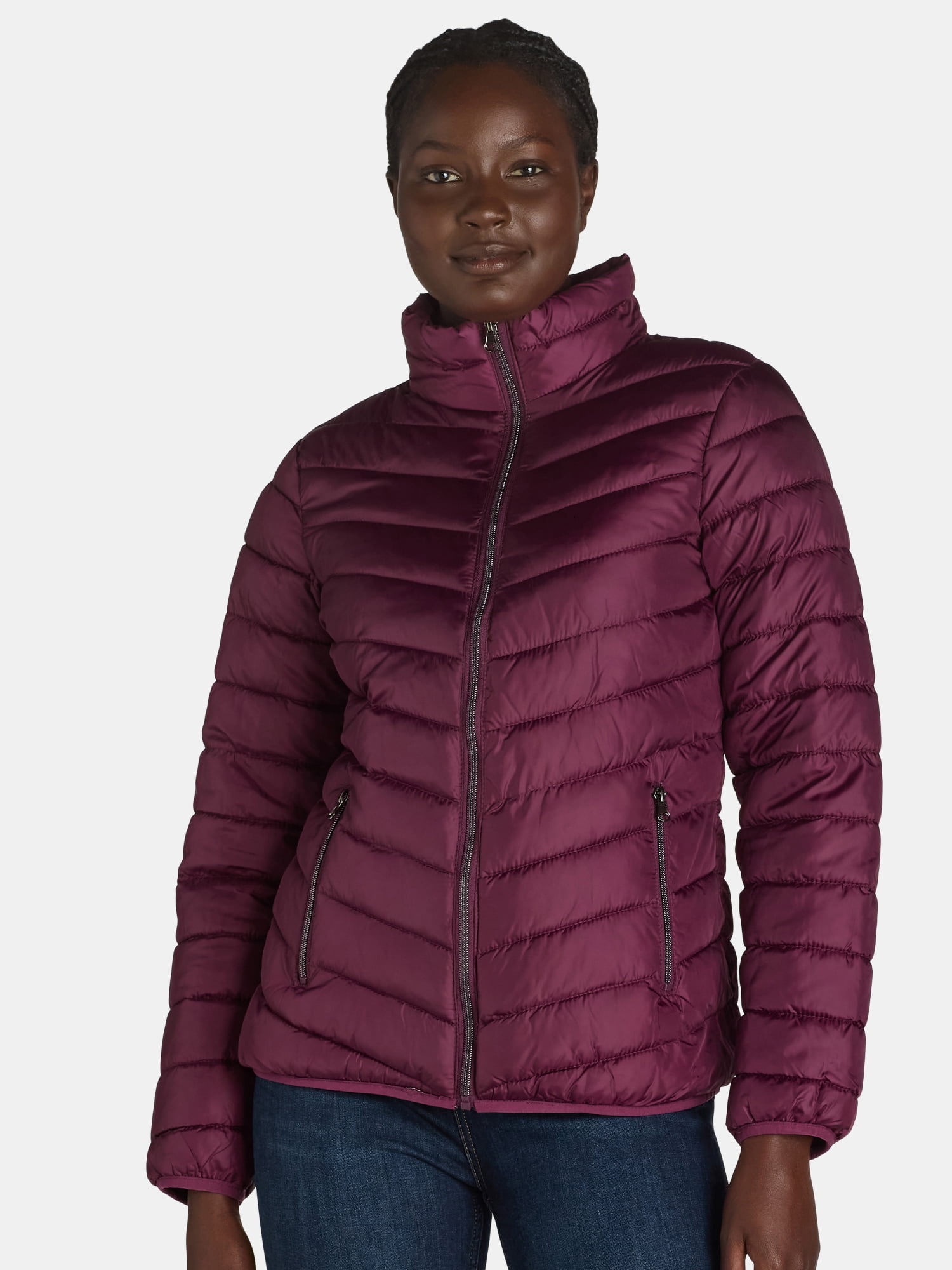 Big Chill Women's and Women’s Plus Packable Puffer Jacket, Midweight ...