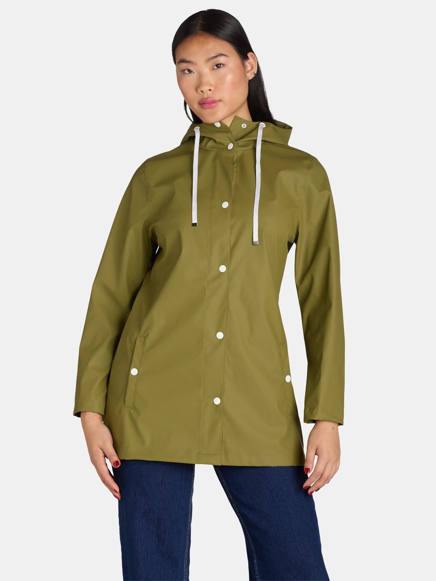 Big Chill Women's and Women's Plus Water Resistant Rain Coat, Sizes S ...