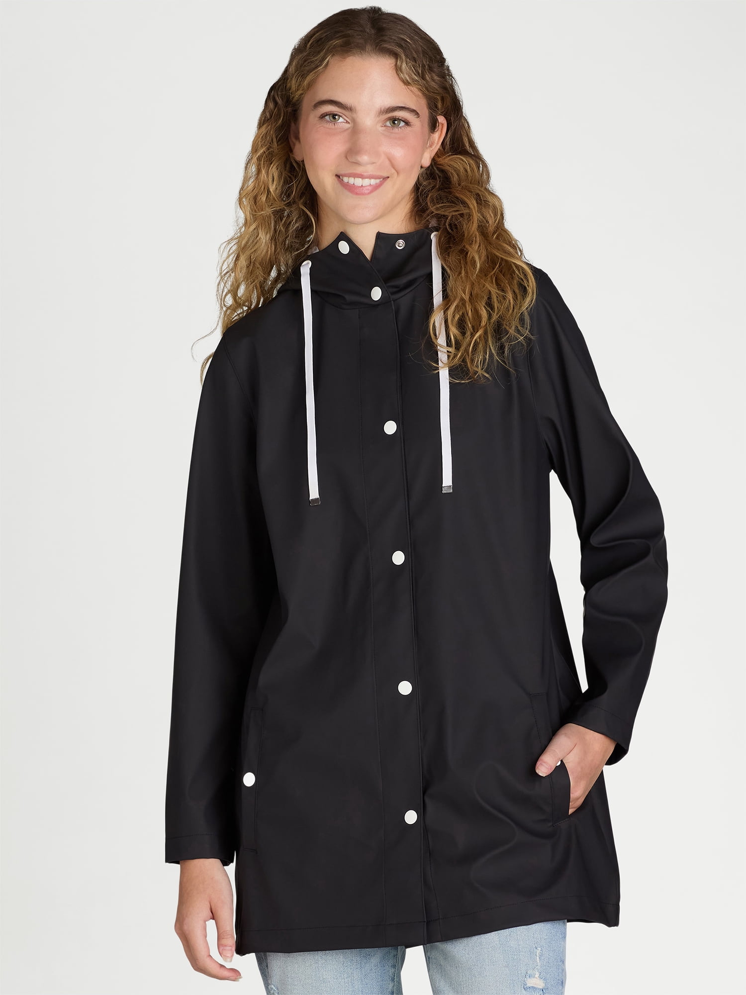 Big Chill Women's and Women's Plus Water Resistant Rain Coat, Sizes S ...