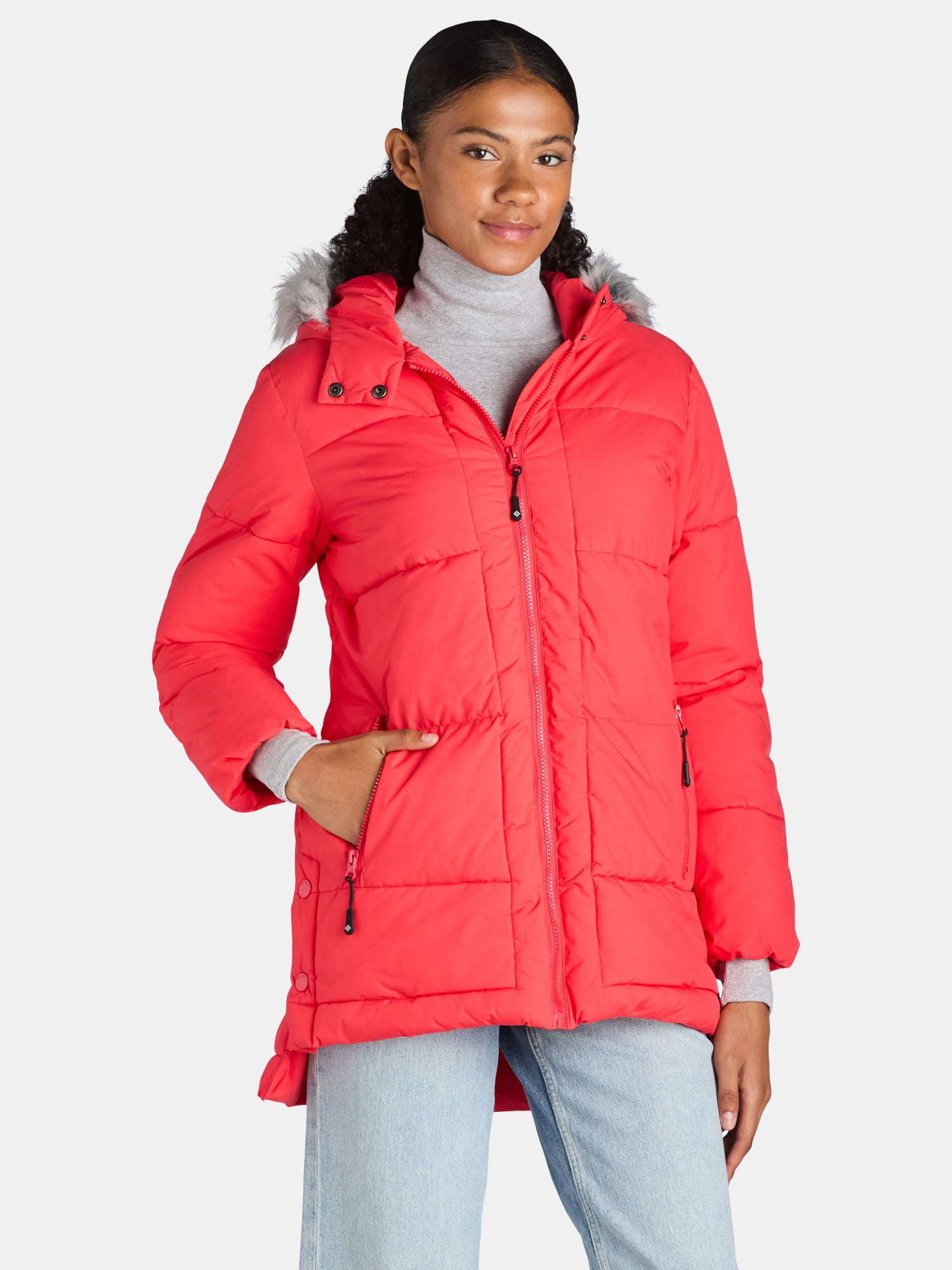 Big Chill Women's and Women's Plus Wide Quilted Puffer Coat with Faux ...