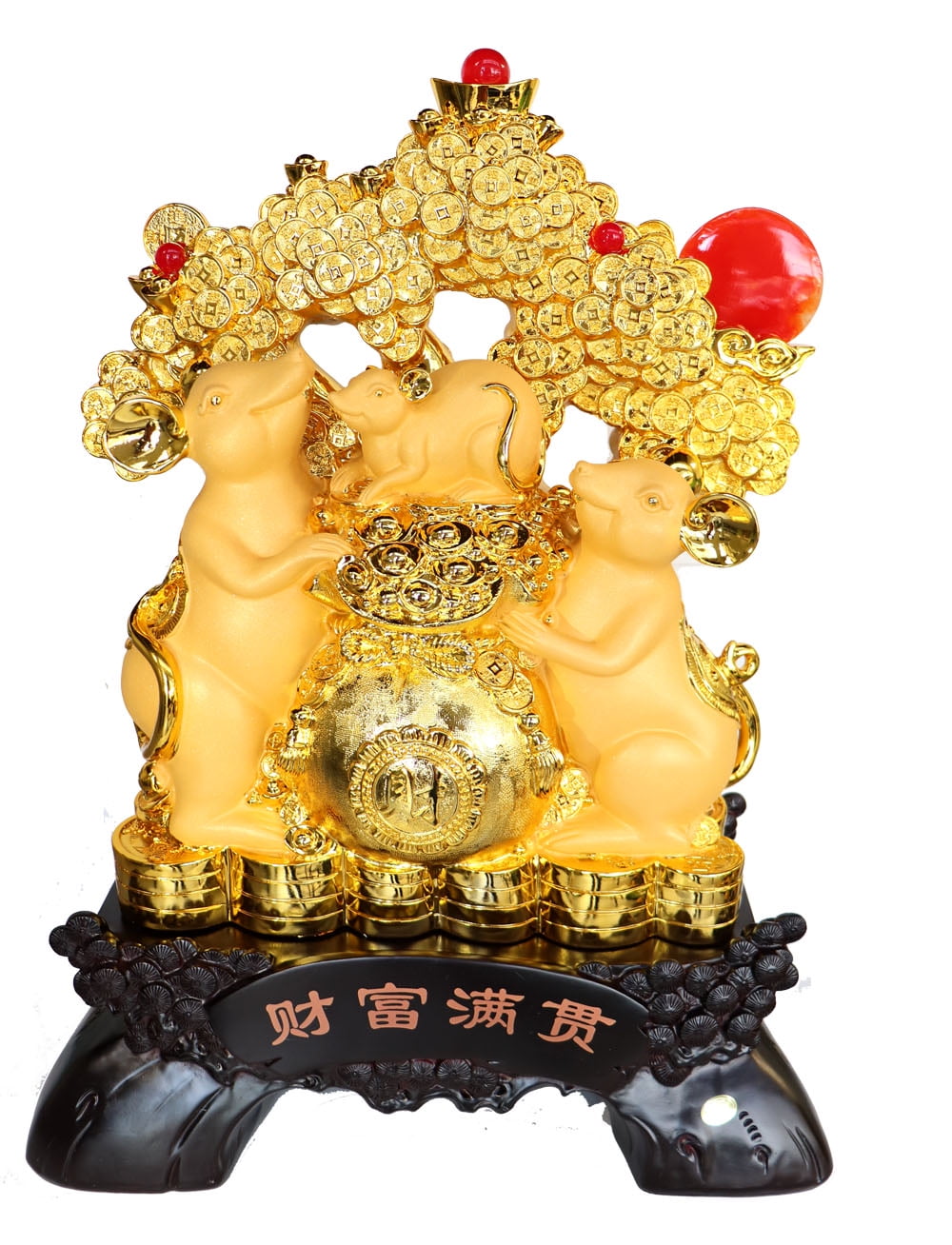 Big Chinese Zodiac Rat Statue with Wu Lou and Lotus - Walmart.com