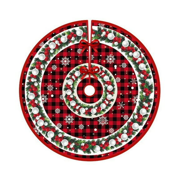 Big Christmas Tree Mat with Snow Pattern 48 Inch Plush Tree Skirt for ...