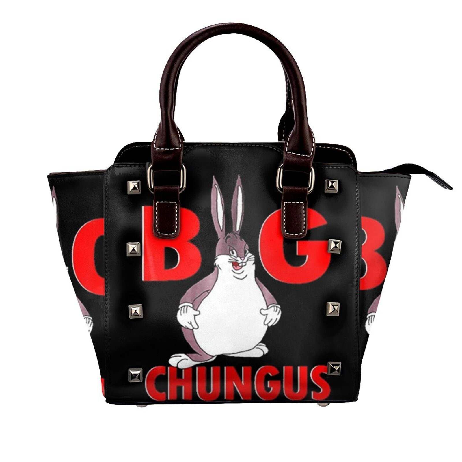 Big Chungus Meme Handbag Leather Rivet Shoulder Bag Luxury Fashion ...