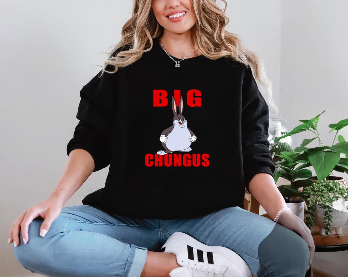 Big Chungus Meme Sweatshirt with Cartoon Rabbit Humor Design, for men ...