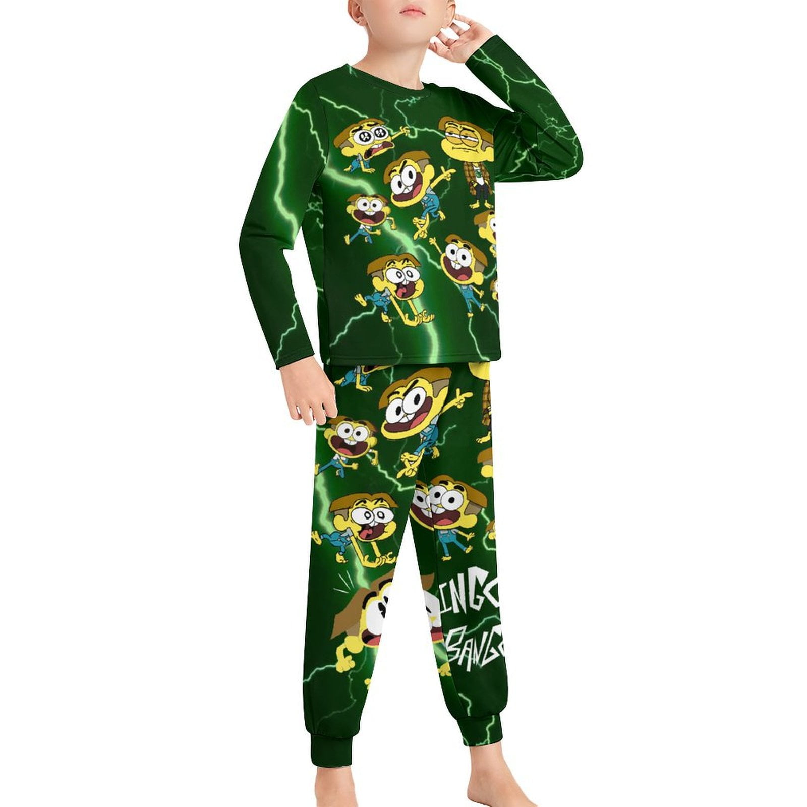 Big City Gr-een Pajama Suit Long Sleeve Sleepwear Top And Long Pants ...