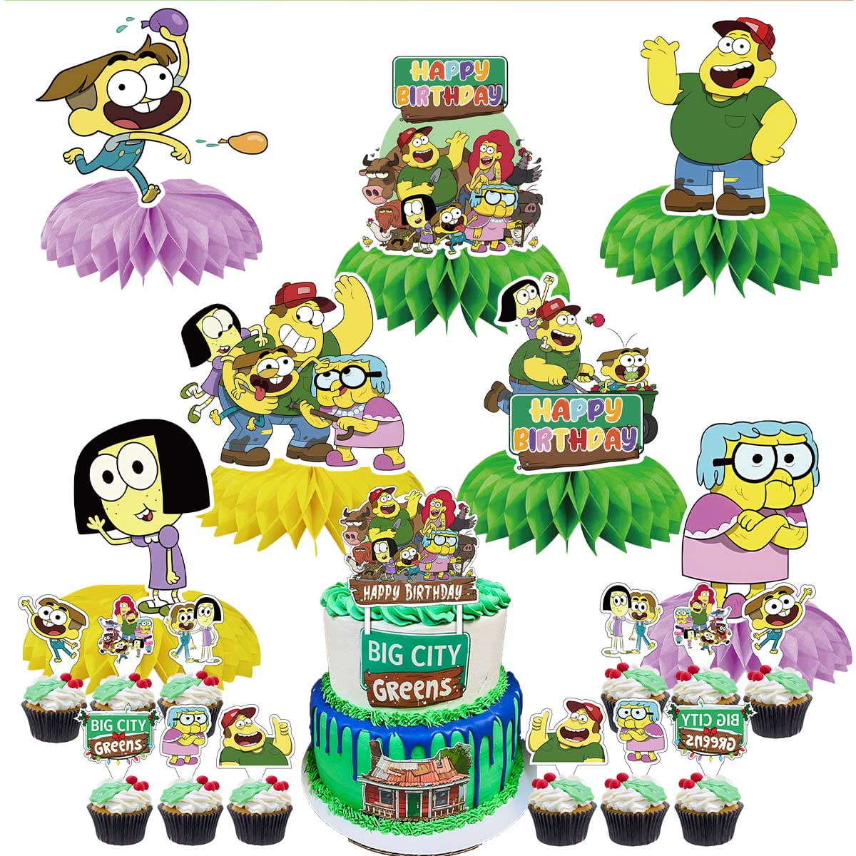 Big City Greens Party Decor Supplies Honeycomb Centerpieces Table ...