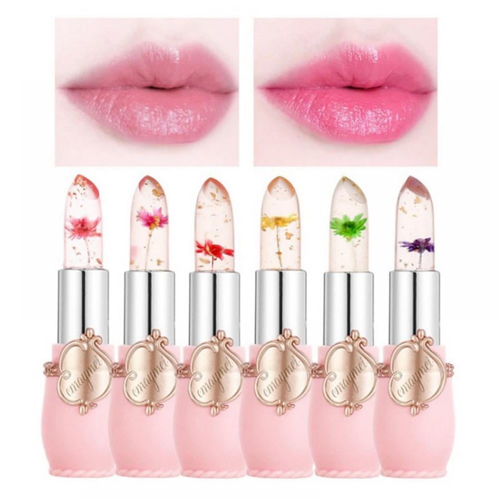 [Big Clear!]6Pcs Crystal Flower Jelly Lipstick Long Lasting Nutritious ...