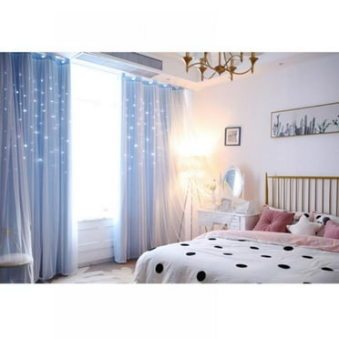 DONGPAI Blackout Stars Curtains for Kids Girls Bedroom Double Layers ...