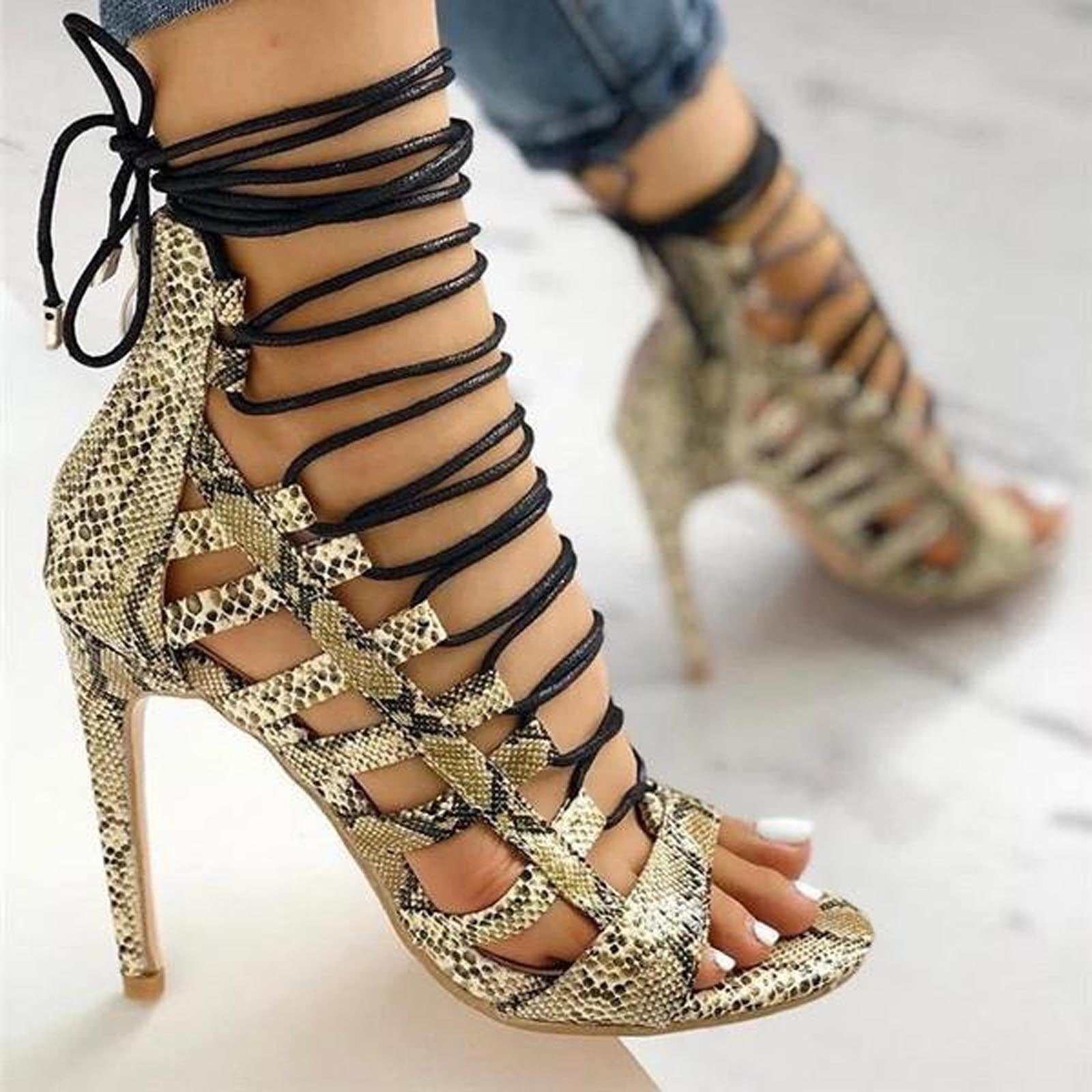 Big Clearance! Juebong New Snakeskin Sandals High Heel Plus Size ...