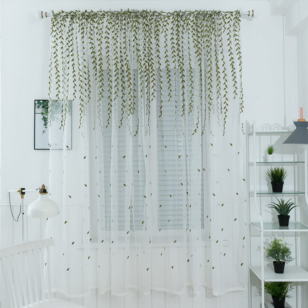 Big Clearance！Windows Semi White Sheer Curtains,2 Panels Set White Tree ...