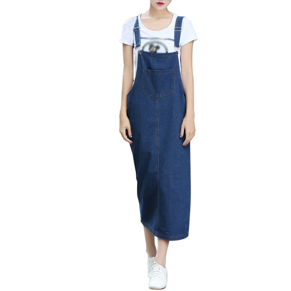 Big Clearance! Women Sleeveless Denim Spaghetti Casual Loose Long Denim ...