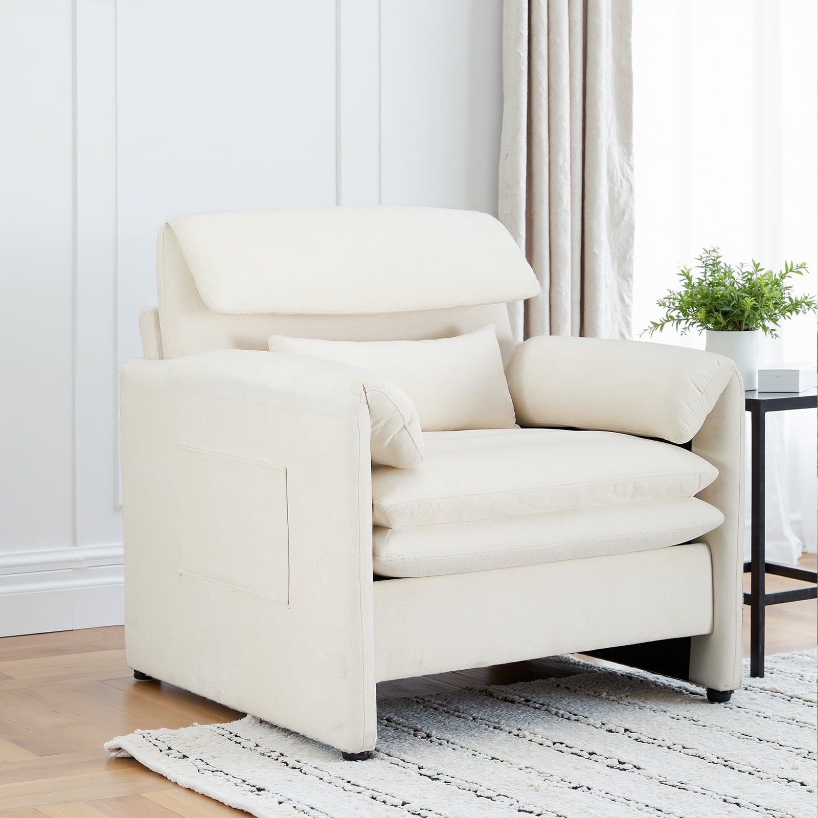 Big Comfy Chair, Modern Soft Chenille Fabric Armchair for Living Room ...