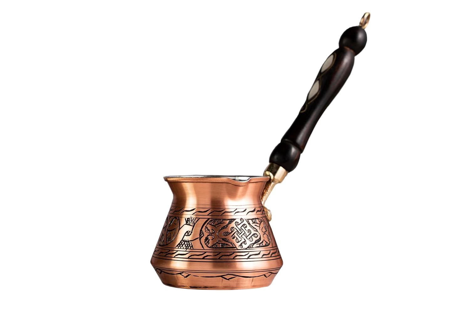 Big Copper Wooden Handle Turkish Coffee Pot, Original Turkish Manual ...