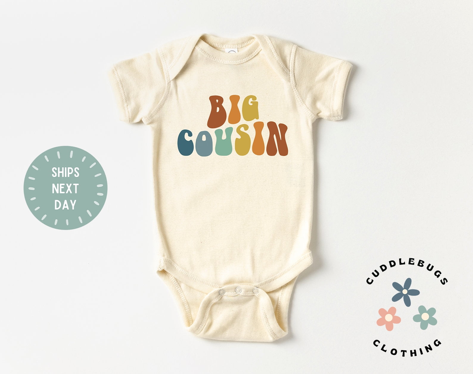Big Cousin Baby Onesies Bodysuit, Retro Rainbow Big Cousin, Cousin Crew, Matching Cousins, Cool ...
