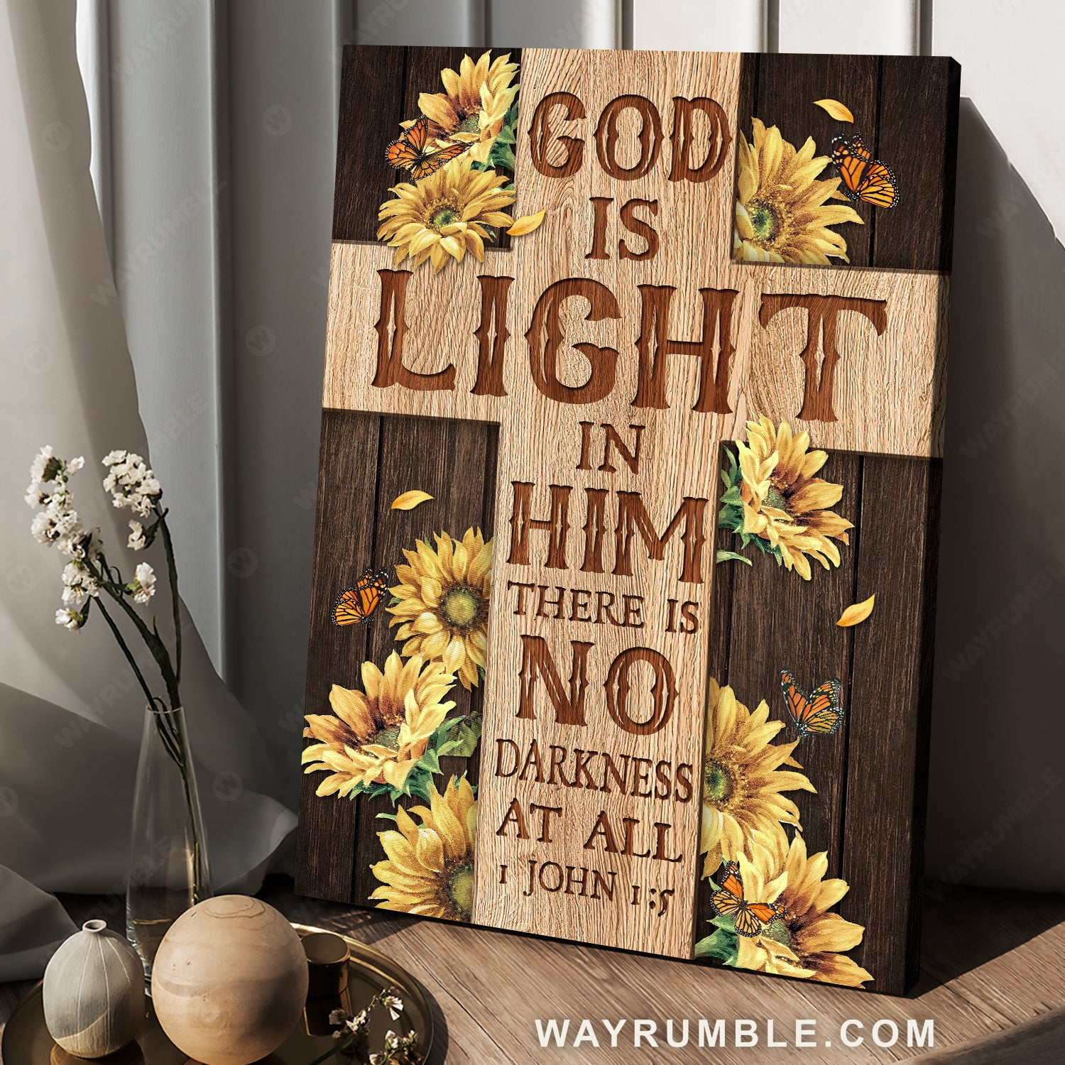 Big Cross Sym.Bol Beautiful Sunflower Monarch Butterfly God Is Light ...