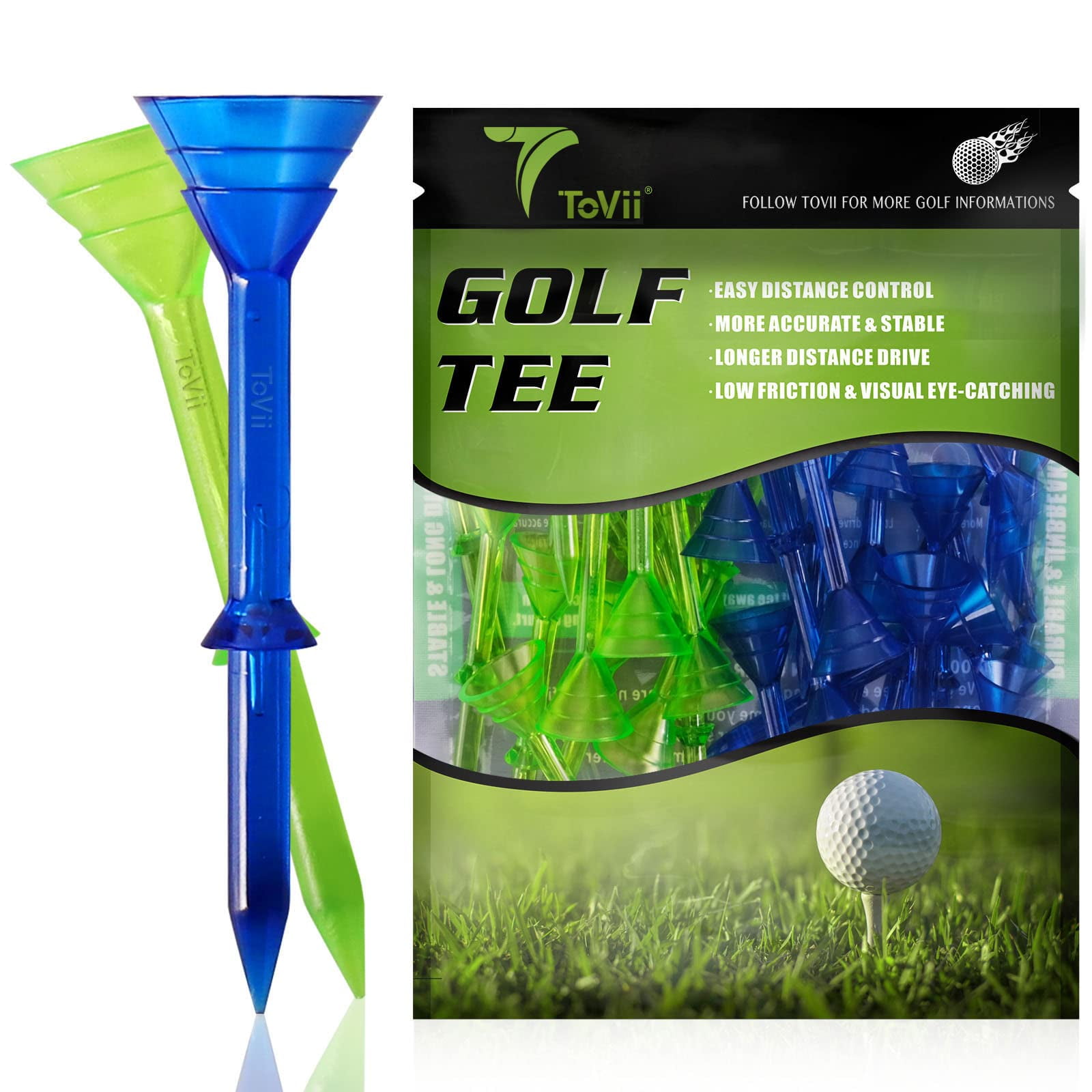 Big Cup Plastic Golf Tees 40 Pack, Durable Polymer Resin Tees with Step Design for Consistent ...