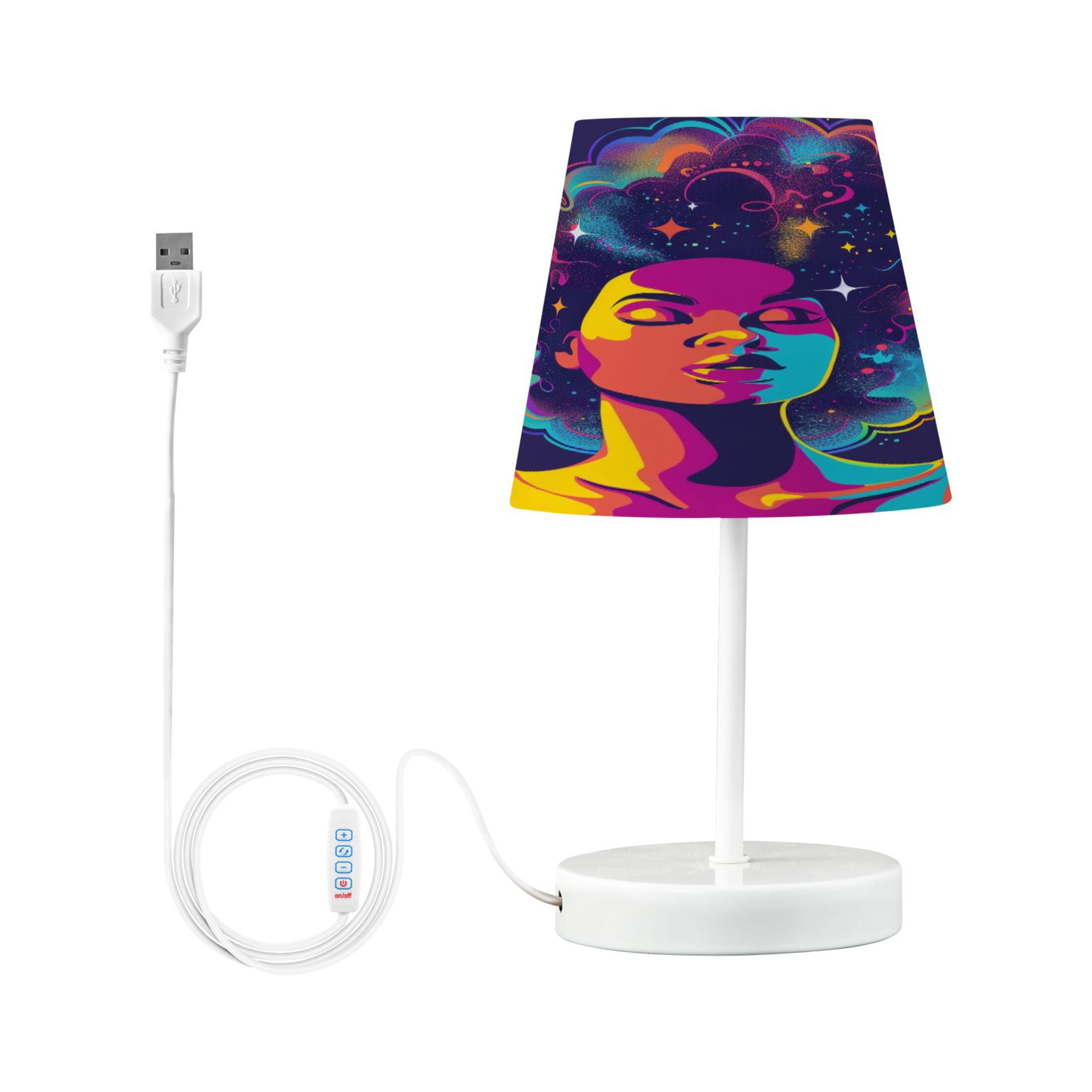 Big Curly Hair Woman Desk Lamp LED Table Nightstand Lamps with 3 Color ...