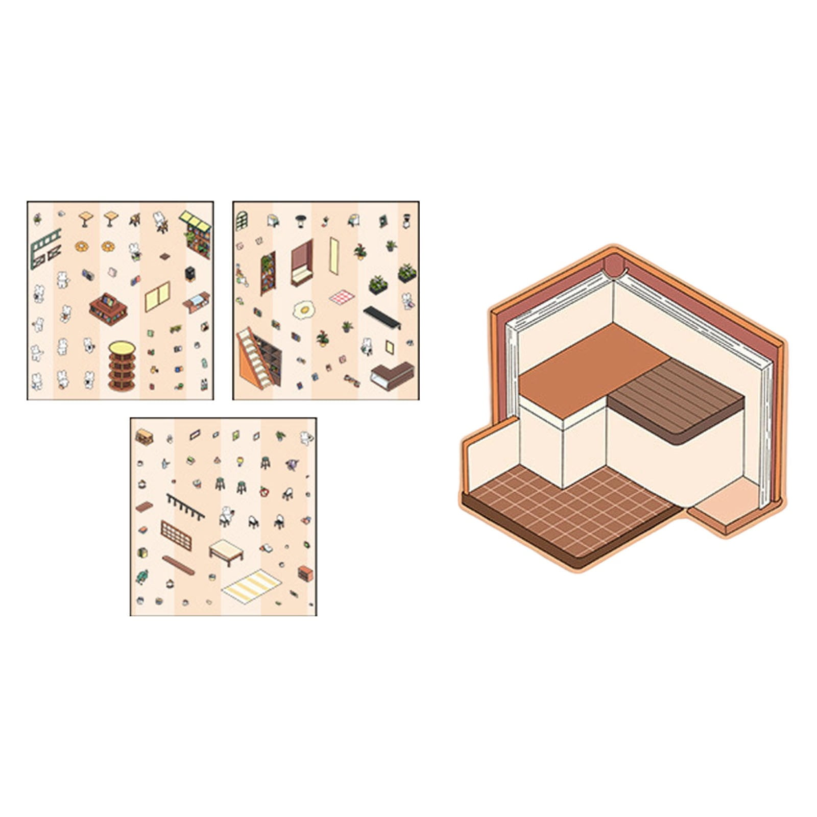 Big DIY 3D Sticker Scene Isometric Miniature Room Sticker Book for Kids ...